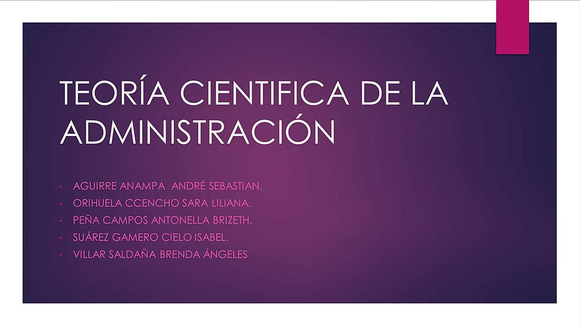 TEORÍA CIENTÍFICA - OBRA DE TAYLOR | Cielo Suarez Gamero | uDocz