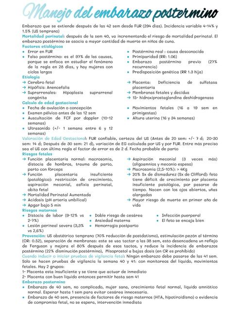 Manejo del Embarazo Postermino | Carolina López | uDocz