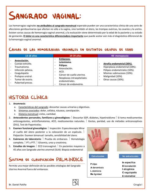 Resúmenes de Sangrado vaginal | Descarga apuntes de Sangrado vaginal
