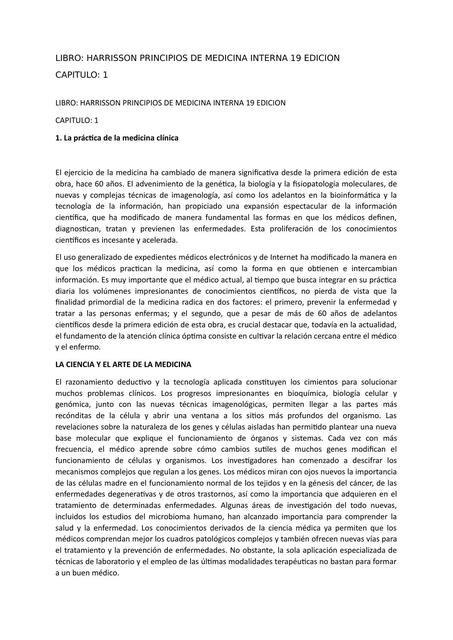 Resumen 1 La práctica de la medicina Harrison Principios de medicina interna | Todo sobre Libros ...