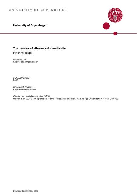 The Paradox Of Atheoretical Classification [Pdf] | HackerNews | uDocz