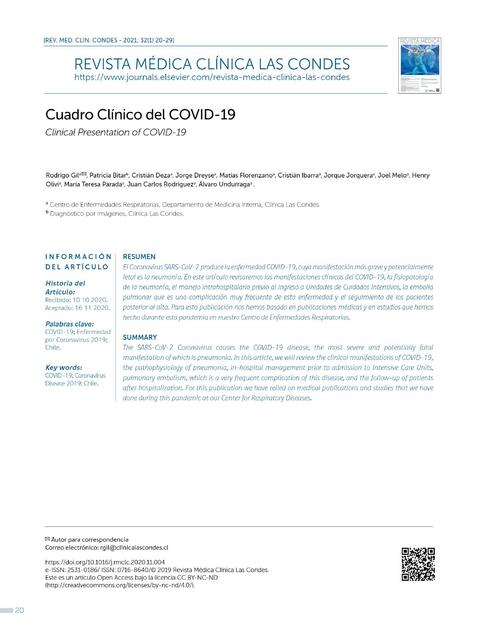 Cuadro Clínico del Covid 19 | ensaludyconocimiento | uDocz