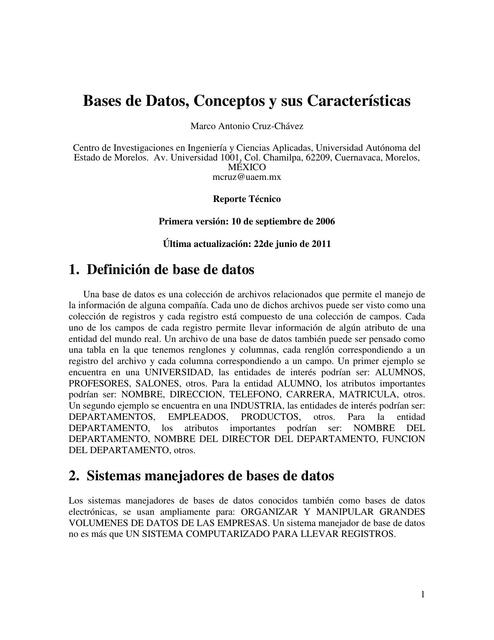 Bases de datos conceptos y sus características | DocsInformatica | uDocz Bases de datos conceptos y sus características | DocsInformatica | uDocz