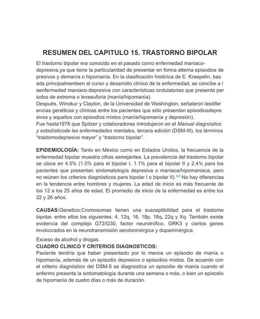 Resumen capítulo 15 Salud mental y medicina psicológica De la Fuente JR y Heinze | Todo sobre ...