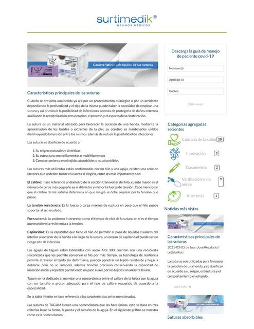 Características Principales de las Suturas | Indira Cardona | uDocz