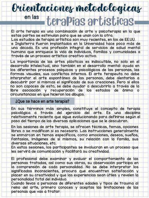 Orientaciones Metodológicas en las Terapias Artísticas | pamiu-u | uDocz