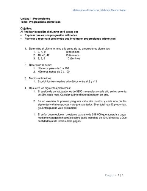 Progresiones Aritméticas | Silvia Sánchez | uDocz