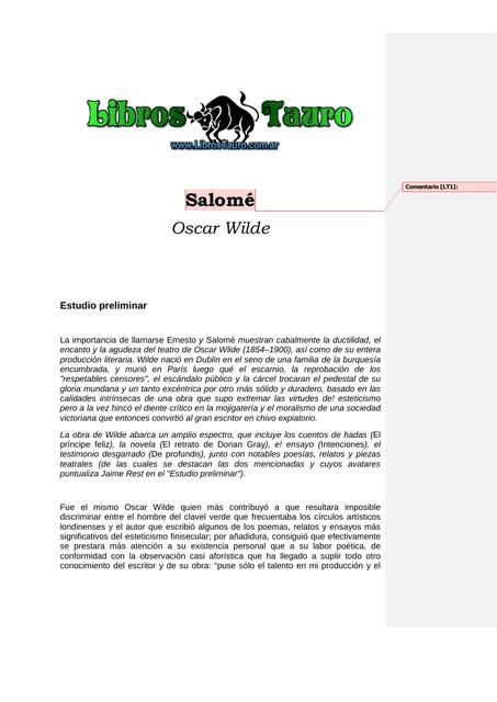 Salomé Oscar Wilde Laura Angélica Duarte Udocz