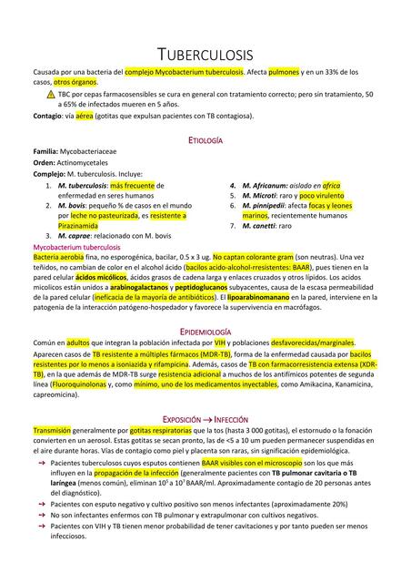 Tuberculosis Resumen de Medicina | Conceptosmedicina | uDocz Tuberculosis Resumen de Medicina | Conceptosmedicina | uDocz