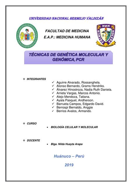 Técnicas de Genética Molecular y Genómica, PCR | Vanessa Doria Santiago ...