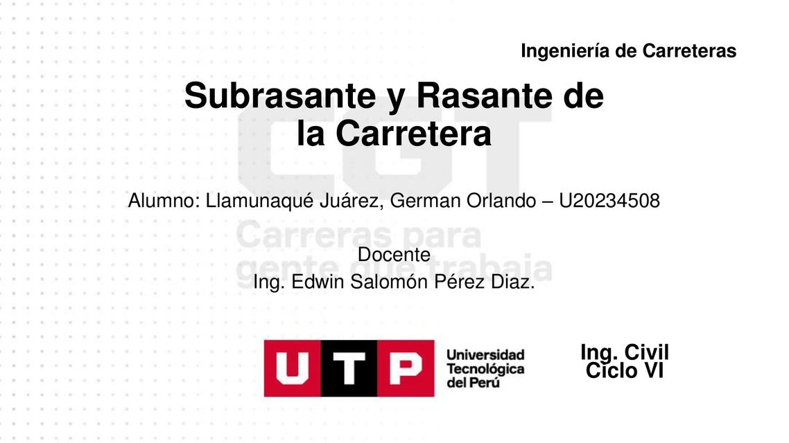 Subrasante y Rasante de la Carretera | orlando llamunaque | uDocz