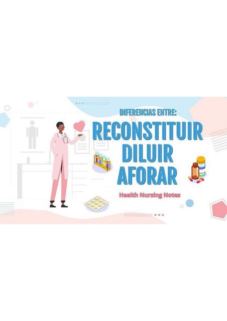 Diferencias entre reconstruir , diluir, aforar | Enfermería | uDocz