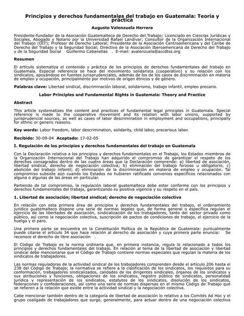 Principios y Derechos Fundamentales del Trabajo en Guatemala ... Principios y Derechos Fundamentales del Trabajo en Guatemala ...