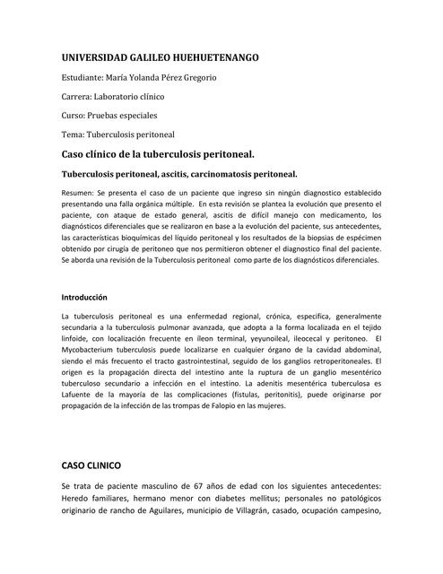Caso Clínico De La Tuberculosis Peritoneal Paolo Gomez Udocz