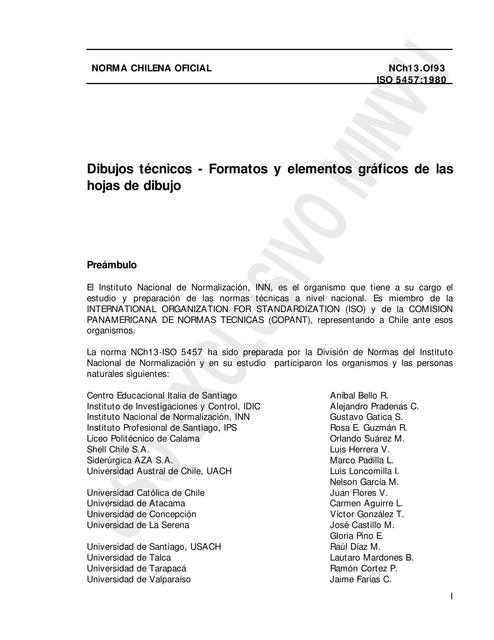 Norma Chilena oficial NCh13 Of93 ISO 5457:1980 | René Huamán Apaza | uDocz
