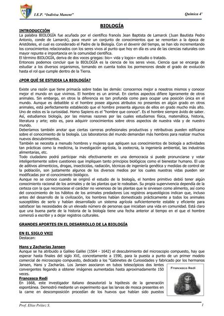Biología definición e historia | ELIAS | uDocz