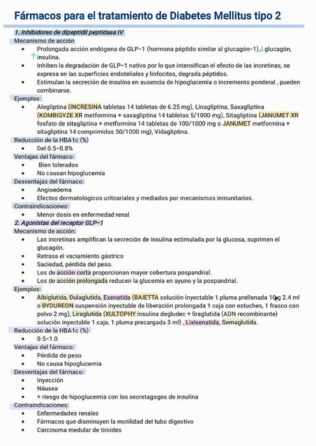 Fármacos para el tratamiento de diabetes Mellitus tipo 2 | Alondra | uDocz
