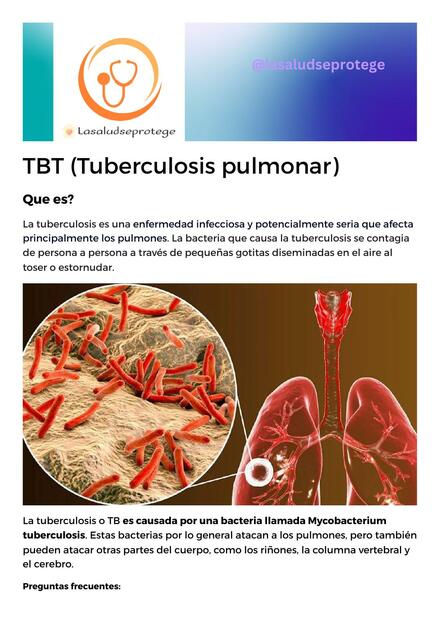 Tbt La tuberculosis | Lasaludseprotege | uDocz