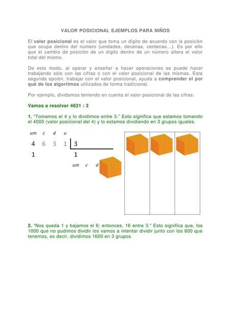 Valor Posicional Ejemplos para Niños | lanotamatematica10 | uDocz