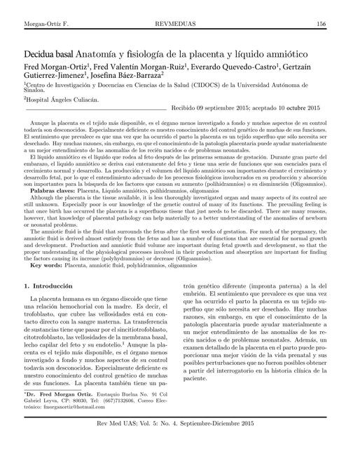 Decidua Basal. Anatomía y Fisiología de la Placenta y Líquido Amniótico ...