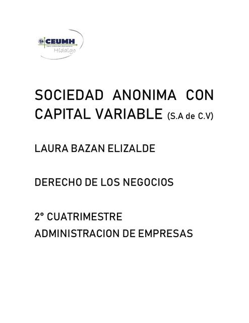 Flashcards de Sociedad anónima de capital variable | Por Laura Bazan | uDocz