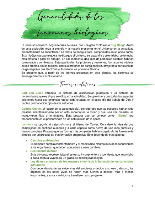 Generalidades de los fenómenos biológicos | Gimena | uDocz