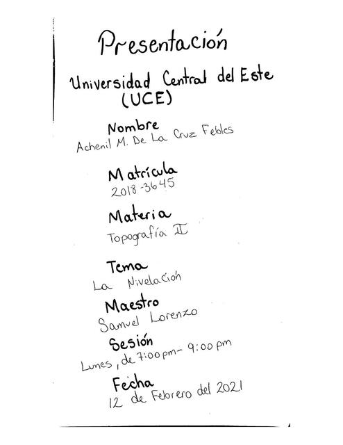 La Nivelación | Achenil De La Cruz | uDocz