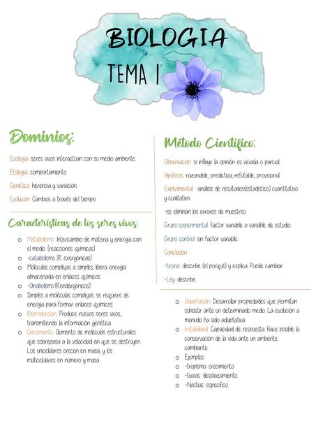Biología Tema 1 | Angie OR | uDocz