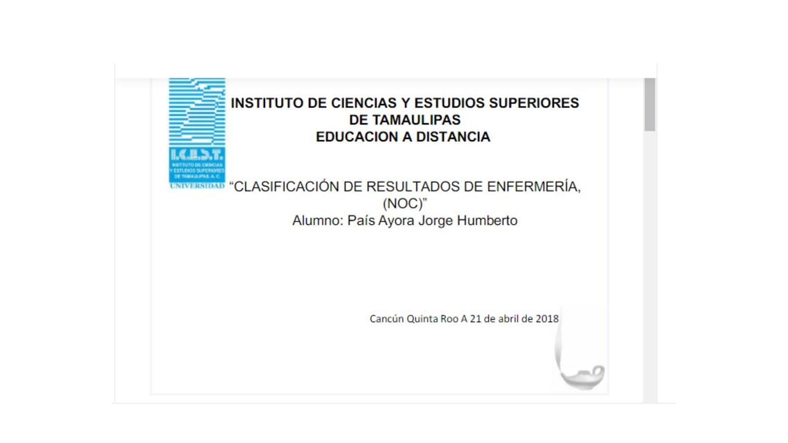 NOC - Clasificación de resultados de enfermeria | YANETH EUDALIA HURTADO SILVERA | uDocz