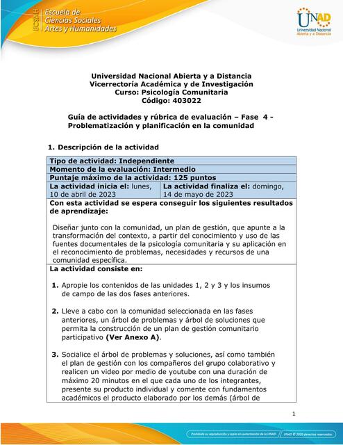 Unidad 3 Fase 4 Problematización y planificación en la comunidad - UNAD ...