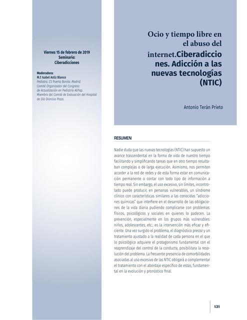 Ocio y tiempo libre en el abuso del internet | Salud Global | uDocz