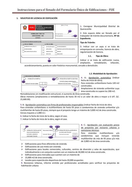 Instrucciones para del llenado de Formulario Único de Edificaciones ...