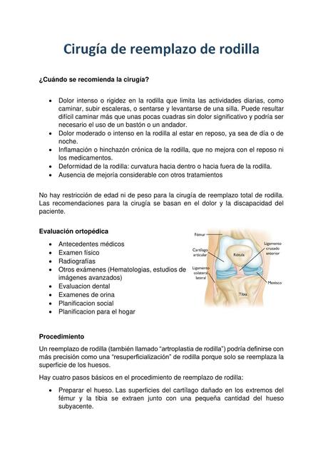 Cirugía de reemplazo de rodilla | AFStudentHelp | uDocz