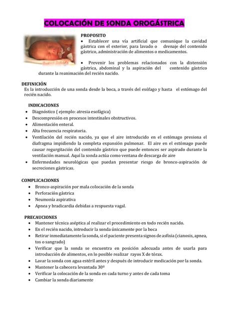 Colocación de sonda orogástrica y alimentación por Gavage | Maryi ...