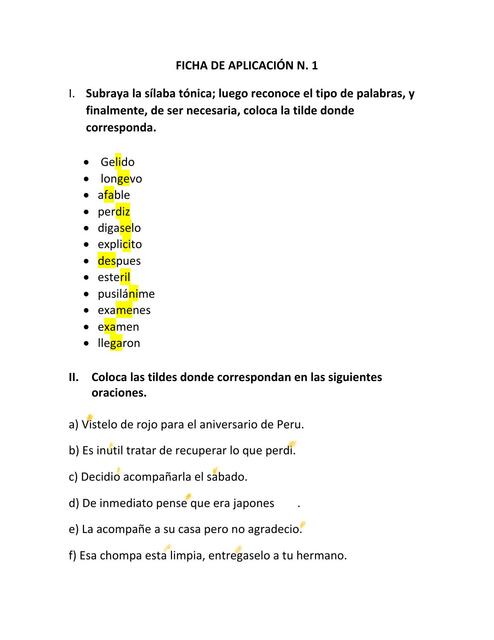 Ficha de aplicación del tilde | CRISTHIAN | uDocz