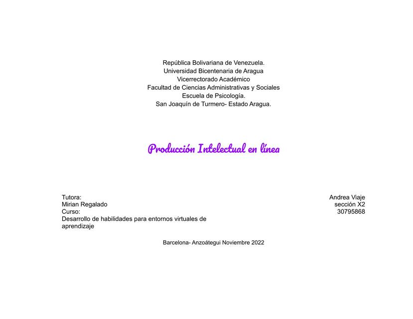 Producción Intelectual en línea | Andrea Viaje | uDocz
