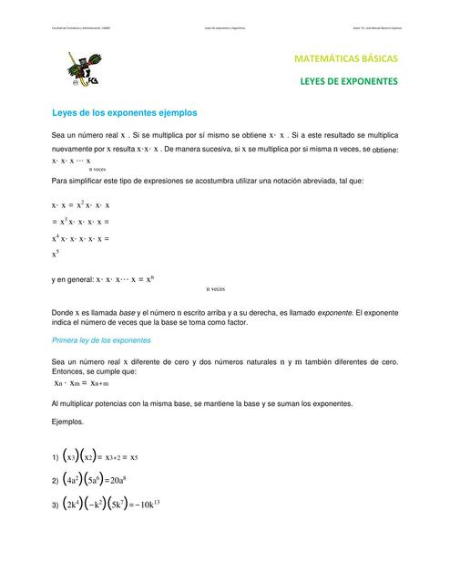 Leyes de los exponentes ejemplos | lanotamatematica10 | uDocz