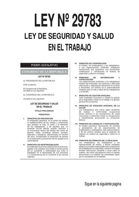 Ley 29783 Peru | Anon | uDocz