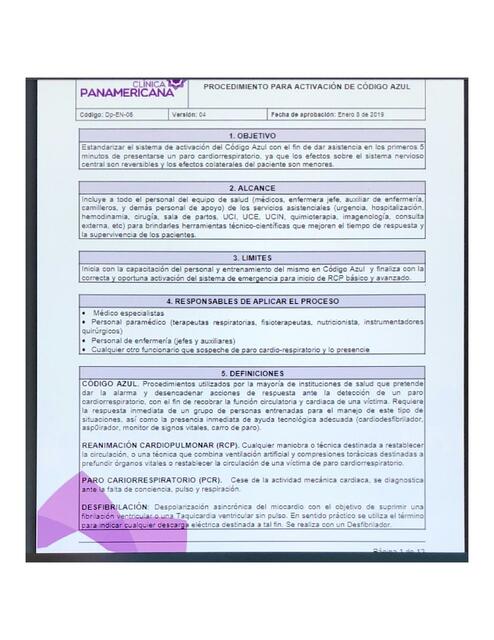 Activación De Código Azul | Enfermero Isaias Rivas | uDocz