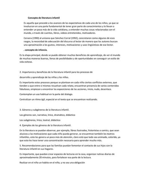 Concepto de Literatura Infantil | Laura Angélica Duarte | uDocz