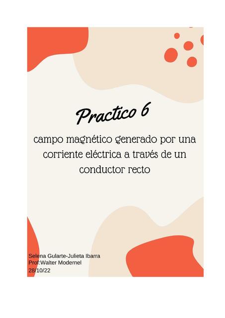 Campo Magnético Generado por una Corriente Eléctrica a Través de un ...