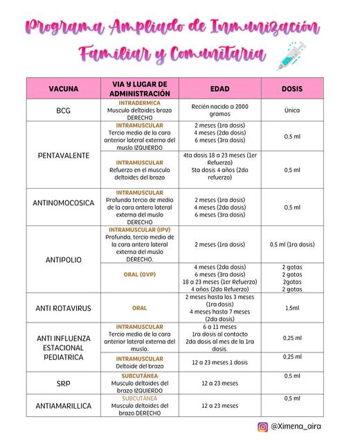 Programa ampliado de inmunización familiar y comunitaria | Ximena Jhoselin Aira Loayza | uDocz