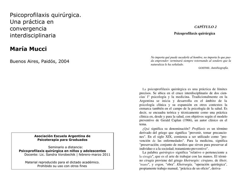 Psicoprofilaxis Quirúrgica. Una Práctica en Convergencia Interdisciplinaria | Aixa Guardia | uDocz