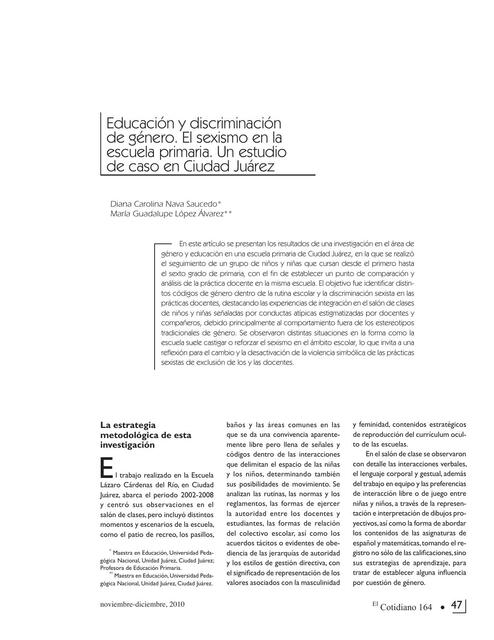 Educación y discriminación de género. El sexismo en la escuela primaria ...