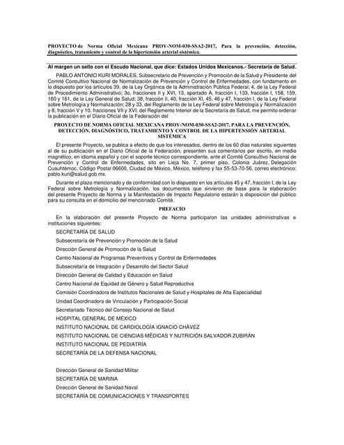 Proyecto de Norma Oficial Mexicana PROY-NOM-030-SSA2- , detección ...