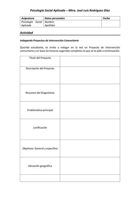 Plantilla de Trabajo- Intervención Comunitaria | Marleny Parra | uDocz Plantilla de Trabajo- Intervención Comunitaria | Marleny Parra | uDocz