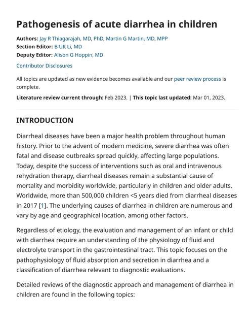 Pathogenesis of acute diarrhea in children | Brian Quiñonez | uDocz