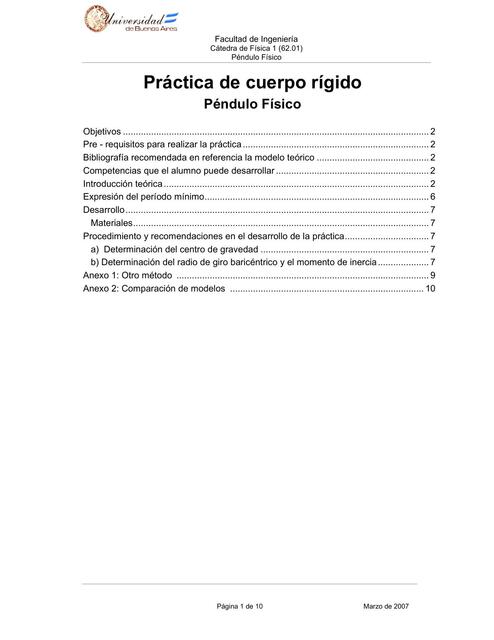 Péndulo Físico | María Luisa Romero | uDocz