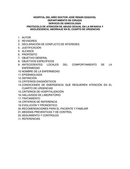 Protocolo de Atención de Abuso Sexual en la Infancia | Lía Concepción ...