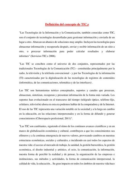 Definición del Concepto de TICS | Melanie KNZ | uDocz